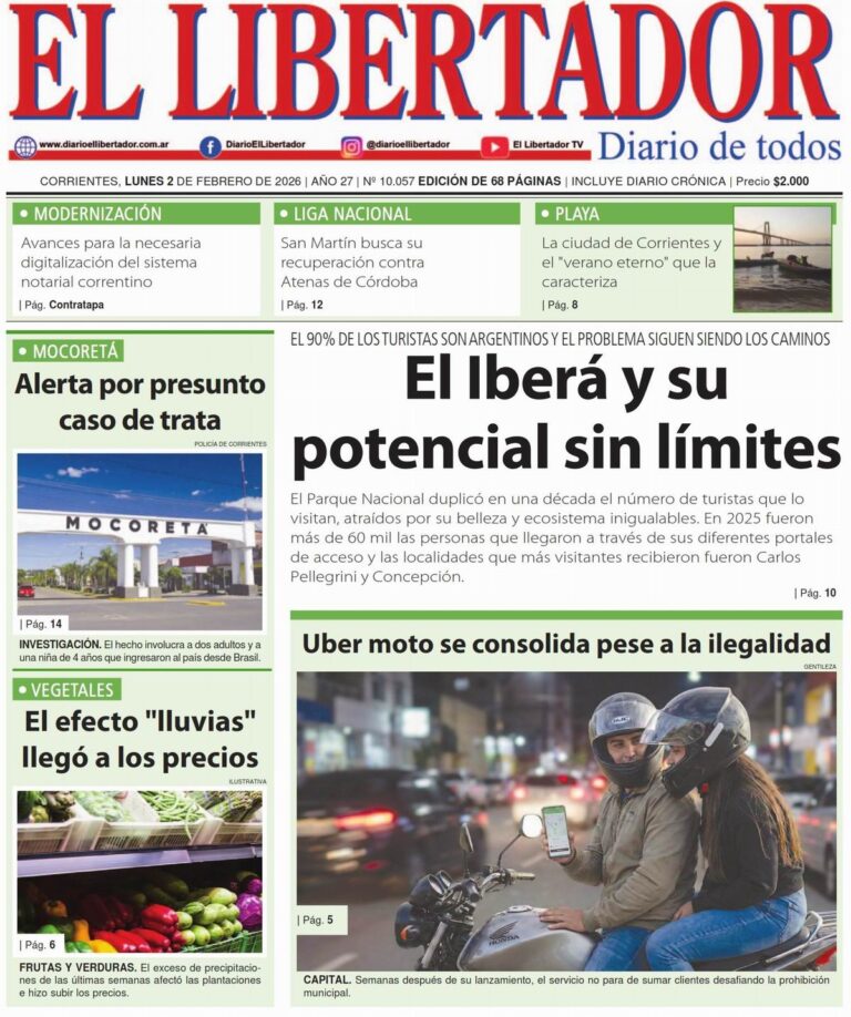 Diario Digital 2 de febrero de 2026 - Diario El Libertador de Corrientes