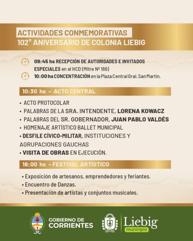 Colonia Liebig celebra sus 102 años con acto oficial y gran festival